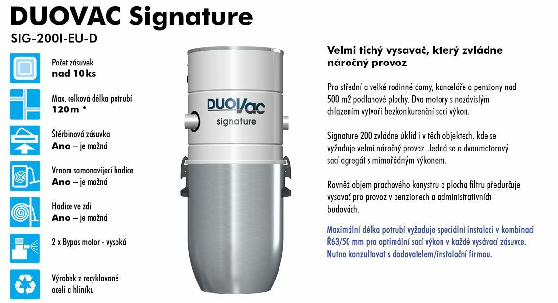 Centrální vysavač DuoVac Signature 200 | Newag.cz